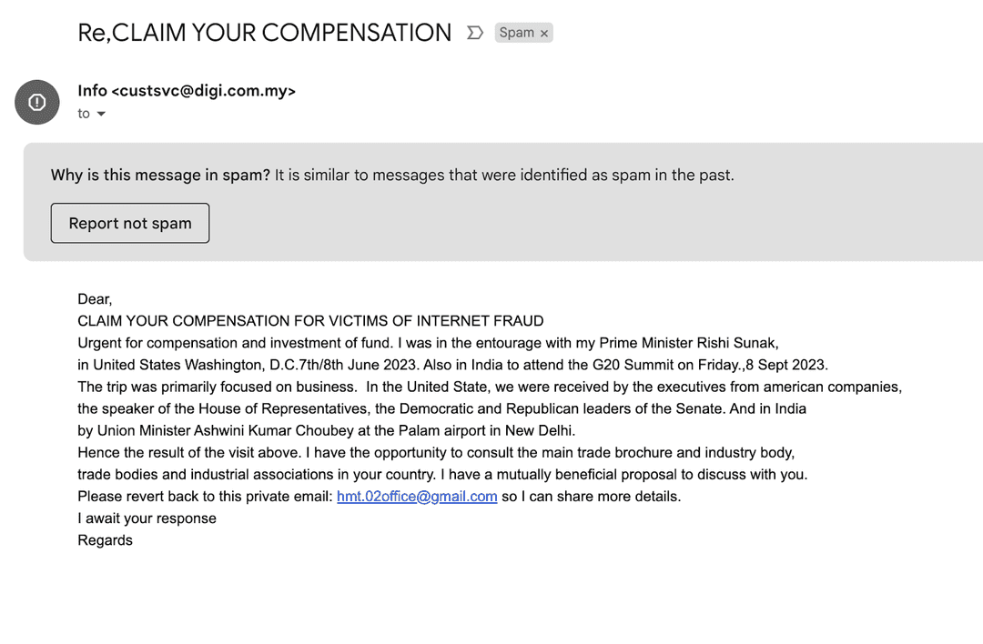 Fake: CLAIM YOUR COMPENSATION | Secure Techie