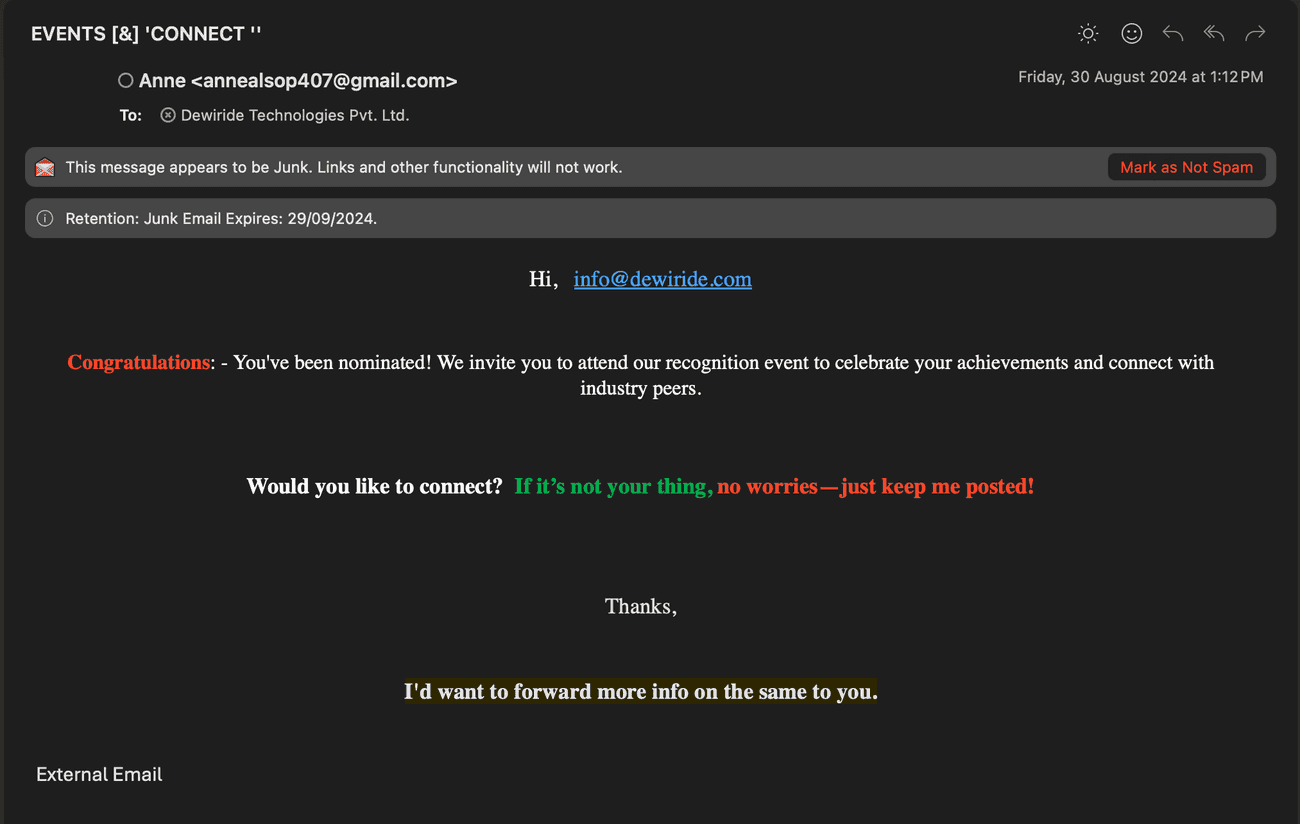 Phishing Scam: EVENTS [&] 'CONNECT '' | Congratulations: - You've been ...